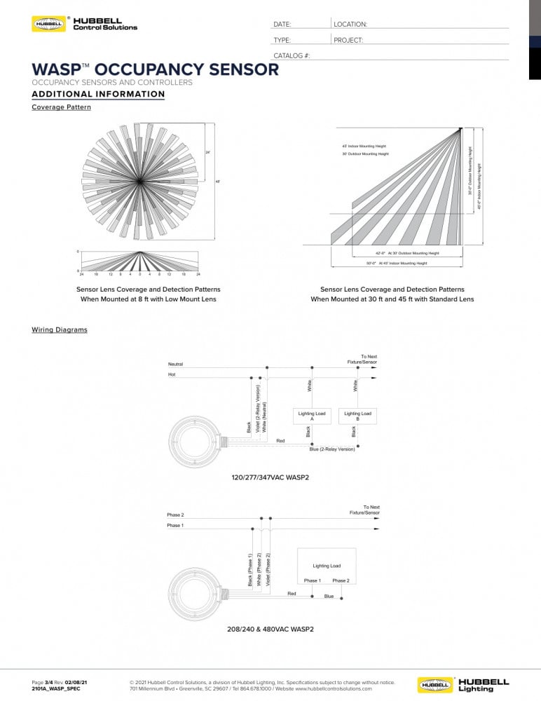 WSPEMUNV WASP occupancy sensor documentation page 3