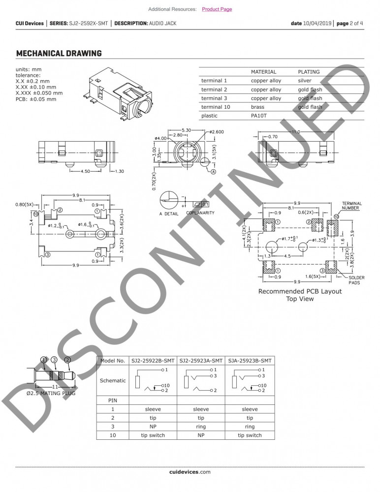 SJ2-25923A-SMT-TR datasheet page 2