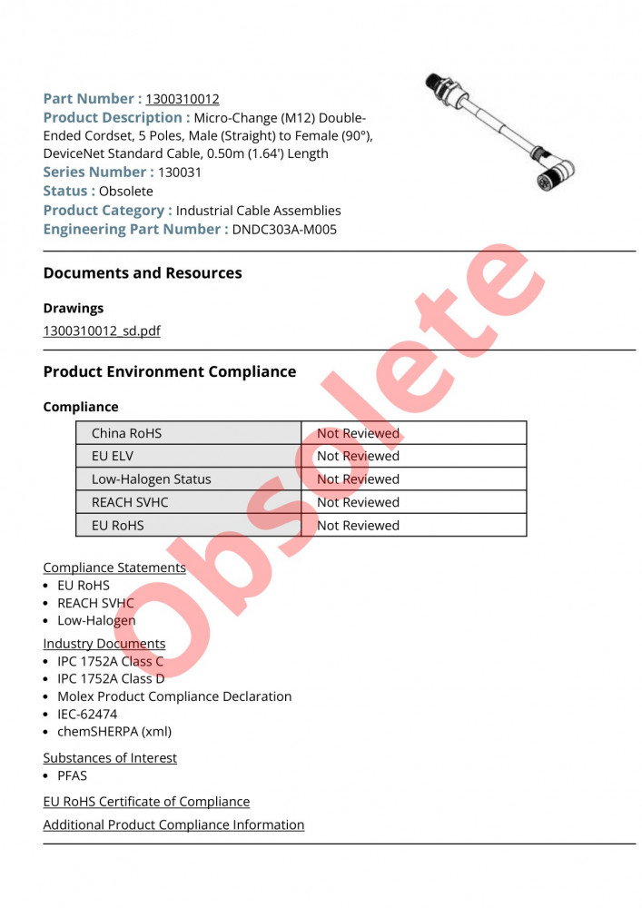 MOLEX 1300310012 drawing preview, page 1
