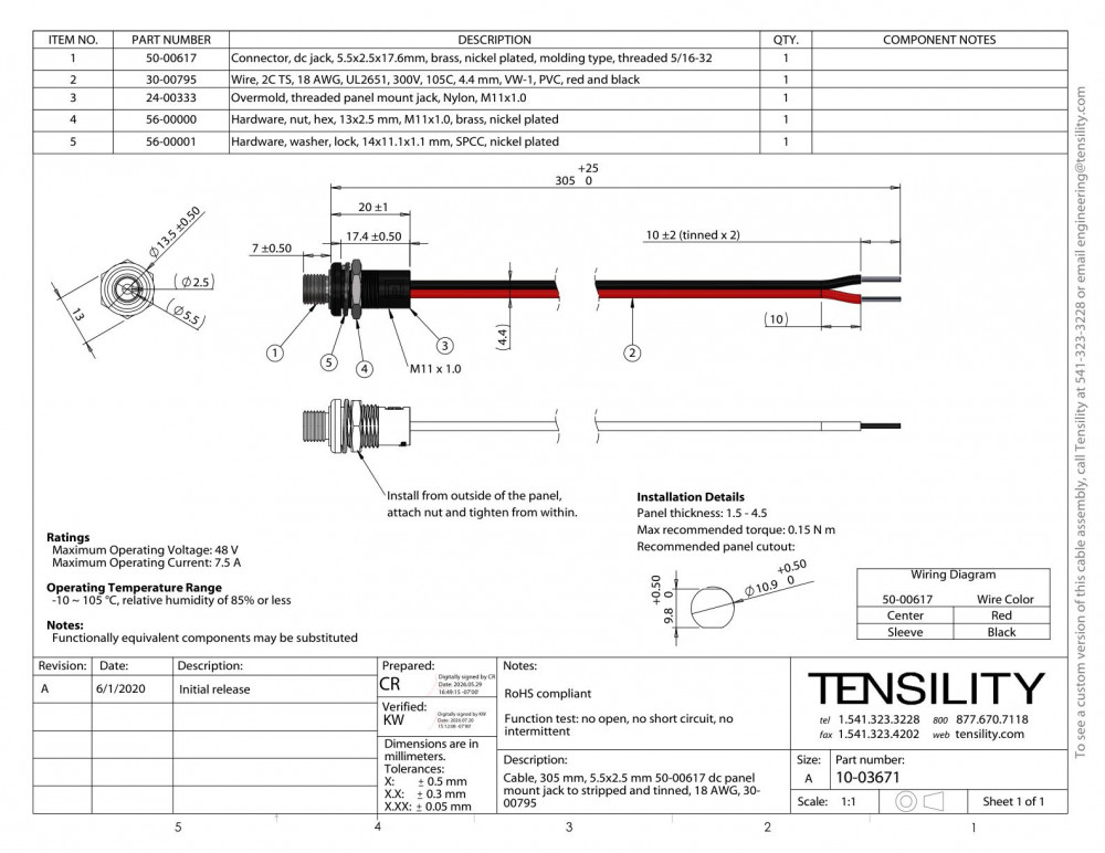 Tensility International 10-03671 product drawing