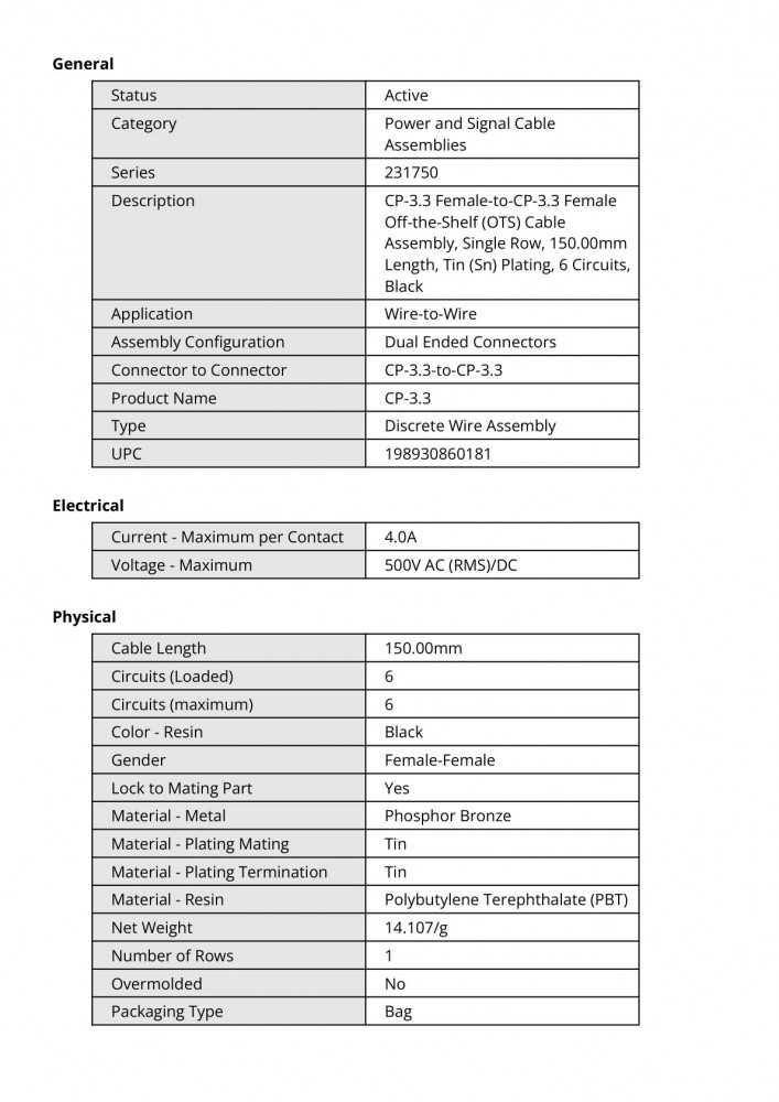 Technical document image 2 for MOLEX 2317502062