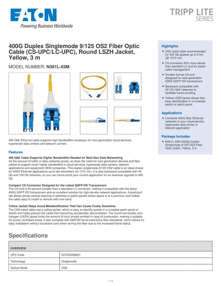 N381L-03M technical document page 1
