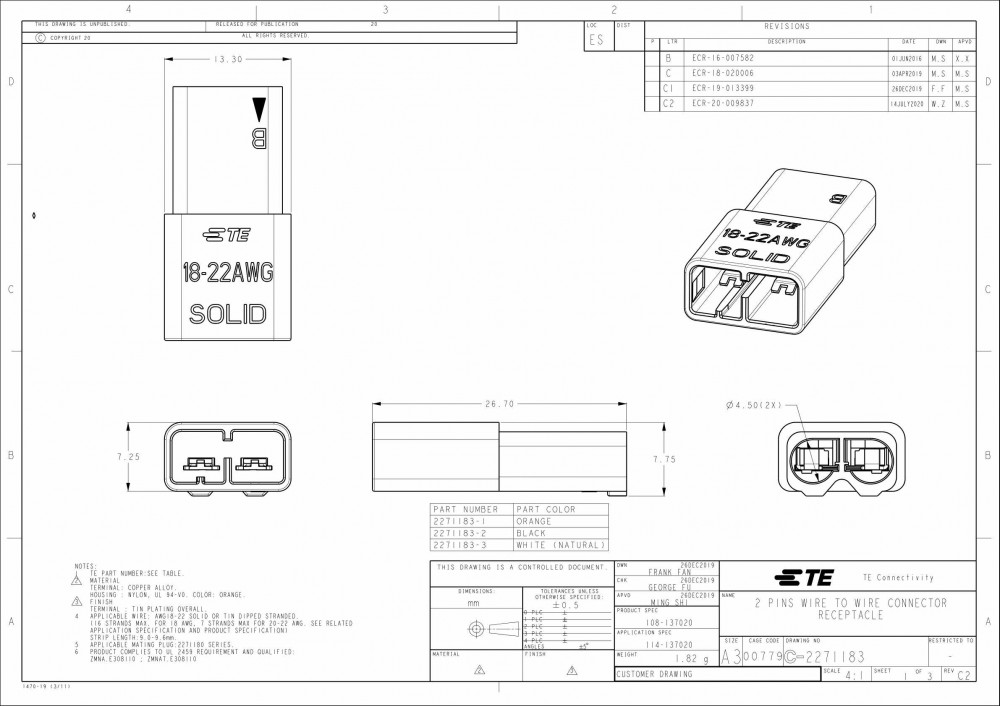 TE Connectivity 2271183-1 technical drawing page 1