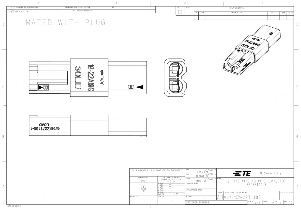 TE Connectivity 2271183-1 technical drawing page 2