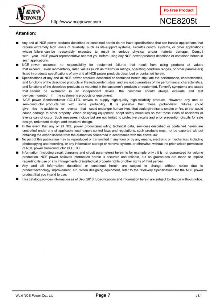 NCE8205t datasheet page 7