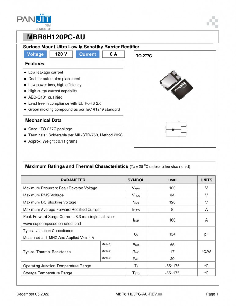 MBR8H120PC-AU datasheet page 1