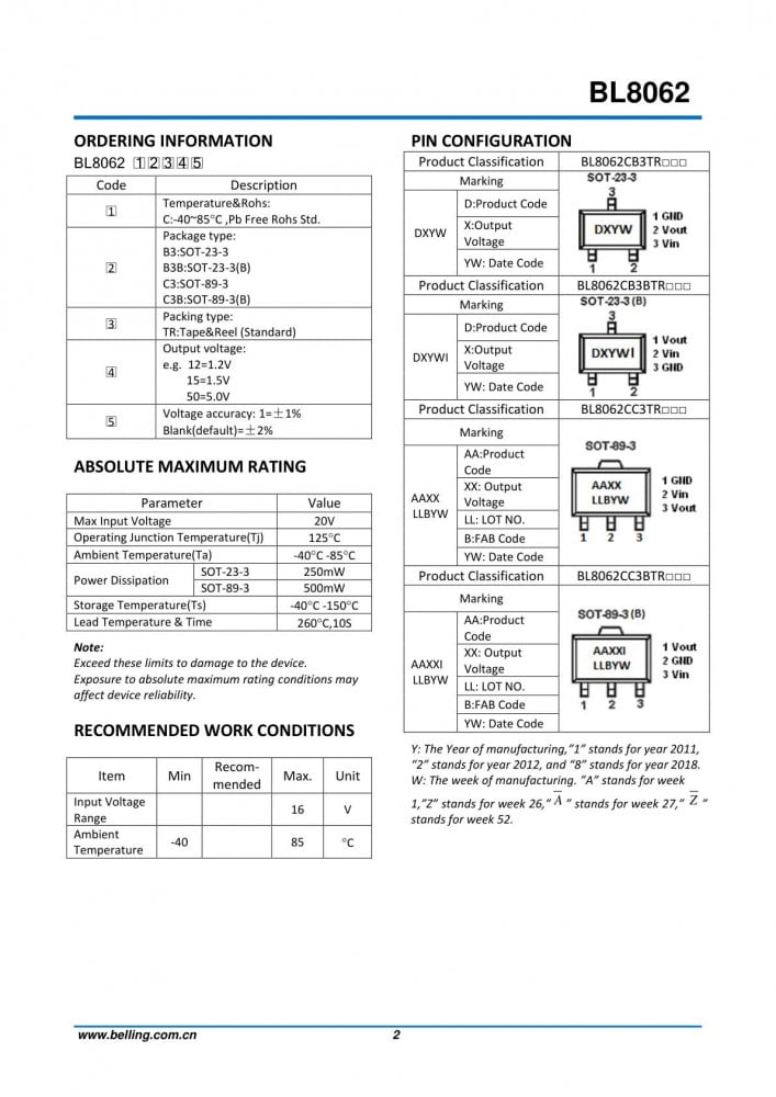 BL8062 datasheet page 2