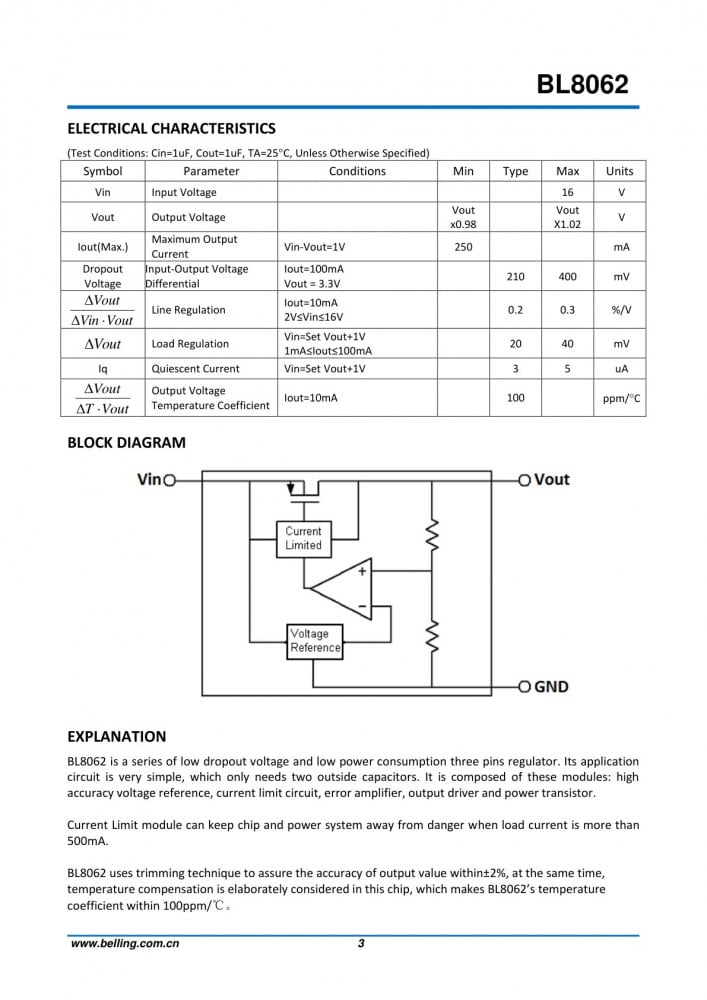 BL8062 datasheet page 3