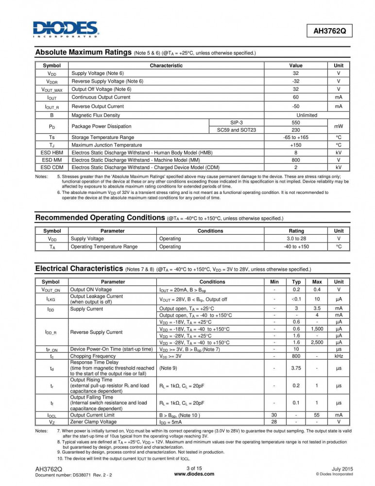 AH3762Q datasheet page 3