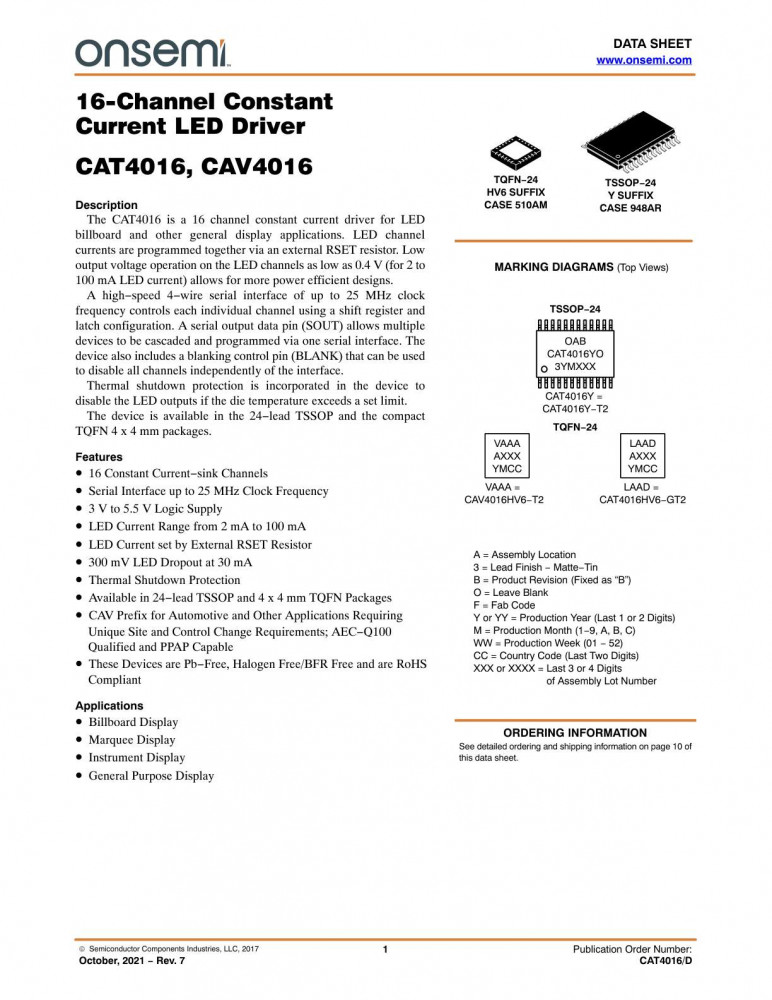 CAT4016 datasheet page 1