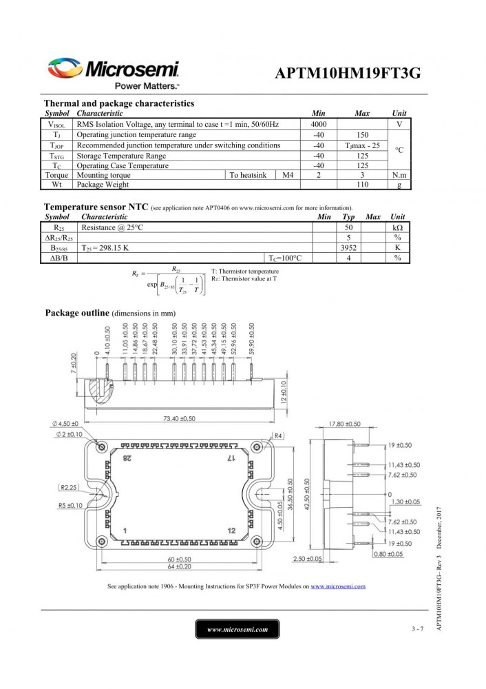 APTM10HM19FT3G datasheet page 3