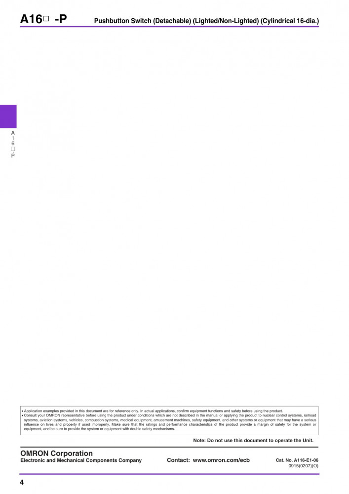 OMRON A165L datasheet page 4
