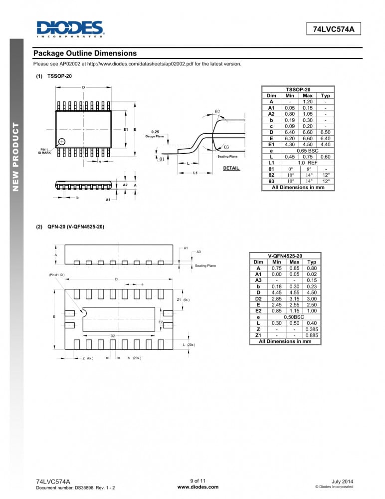 74LVC574AQ20-13 datasheet page 9
