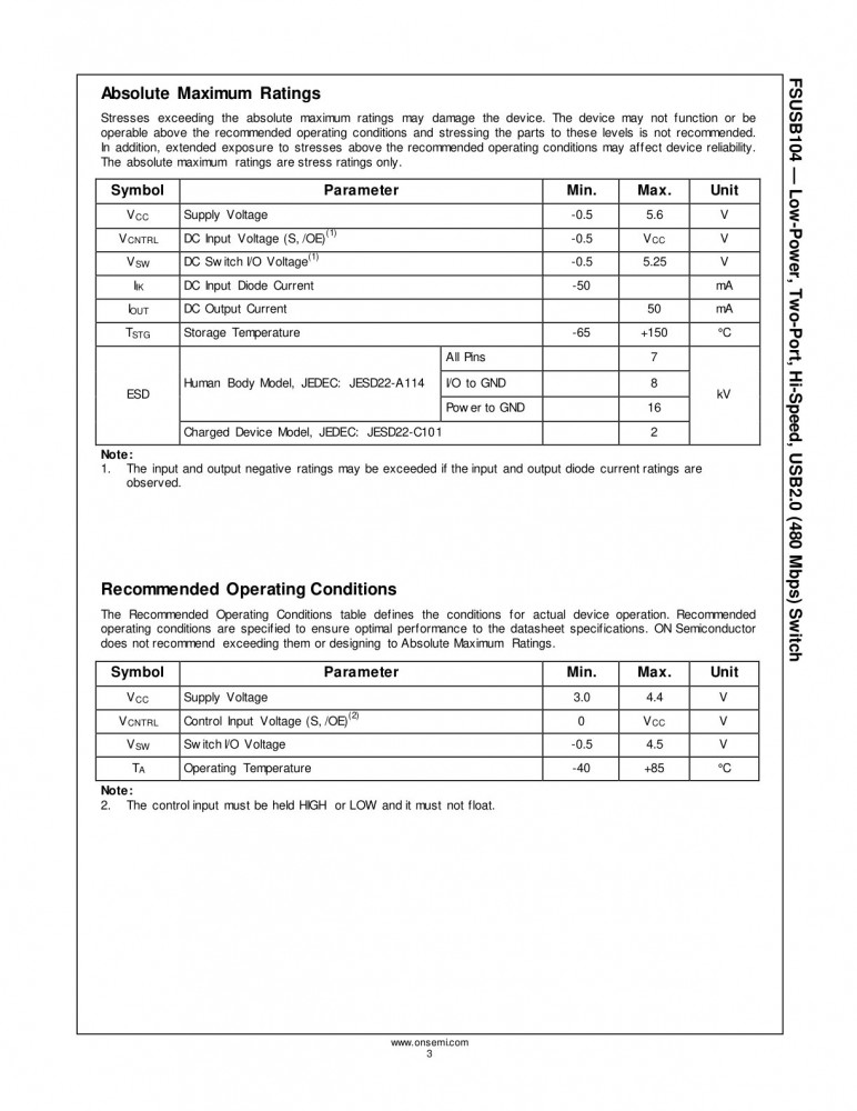FSUSB104 datasheet page 4