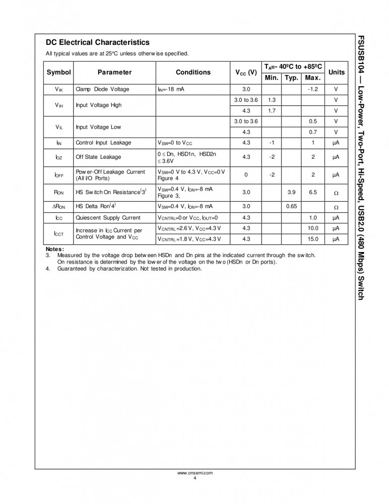 FSUSB104 datasheet page 5