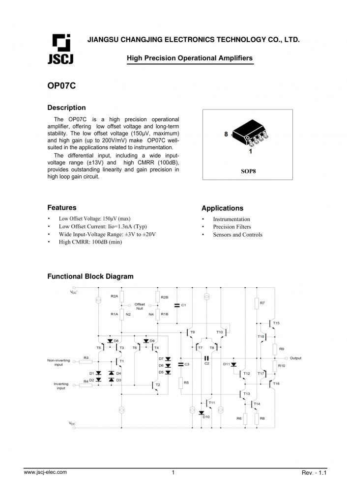 OP07C technical document page 1