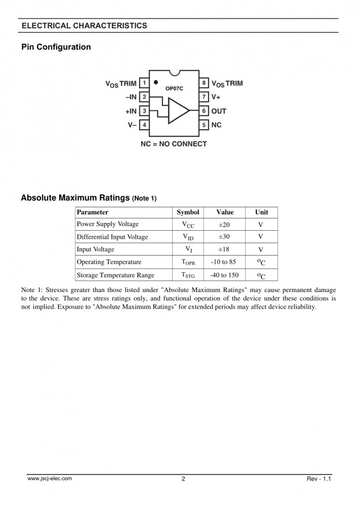 OP07C technical document page 2