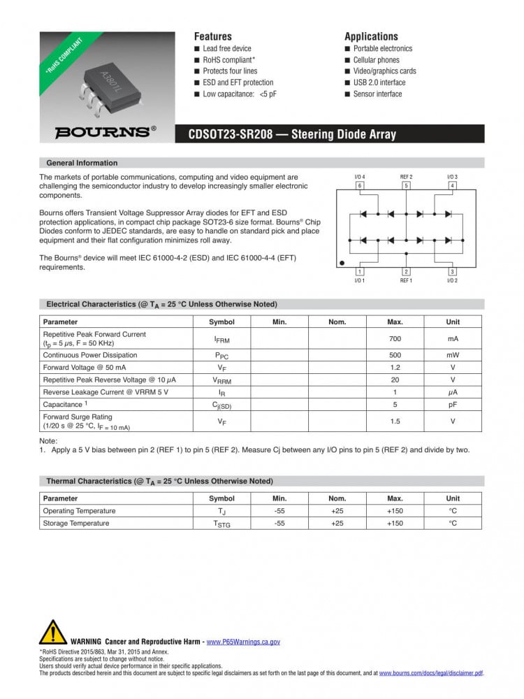 CDSOT23-SR208 datasheet page 1