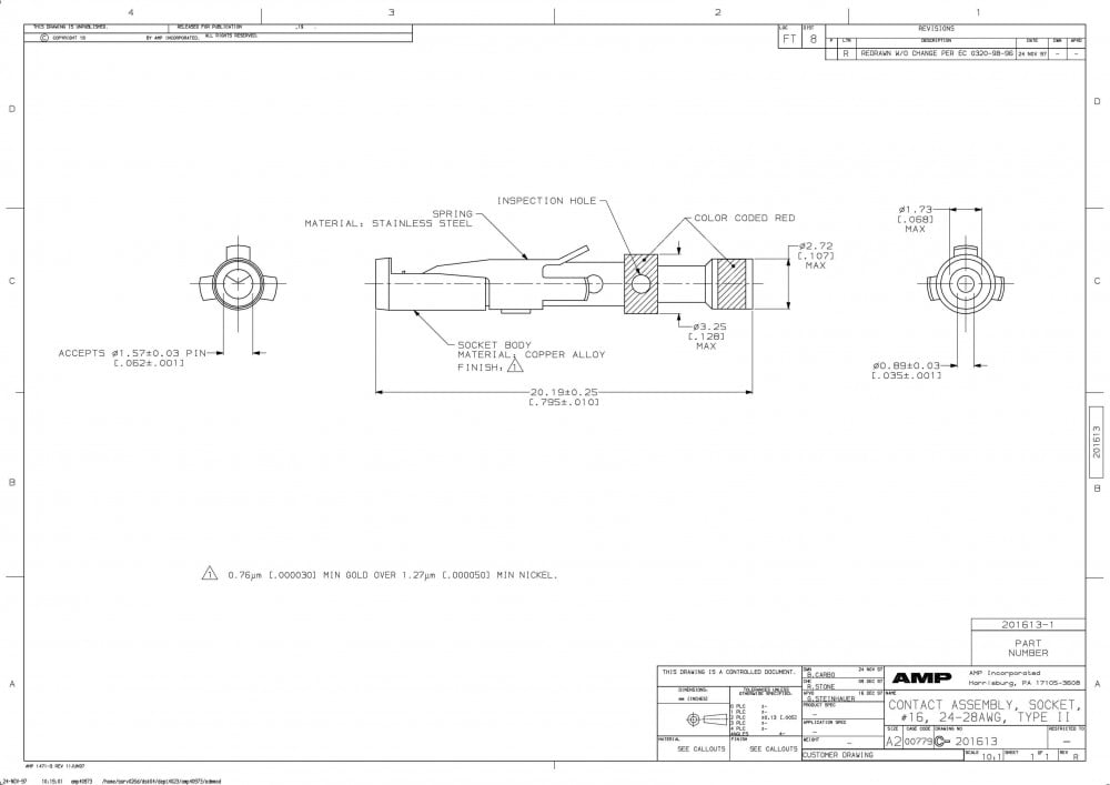 TE Connectivity AMP 201613 controlled drawing preview