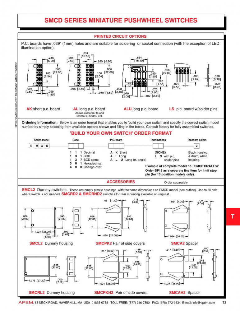 APEM SMCD series documentation page 3