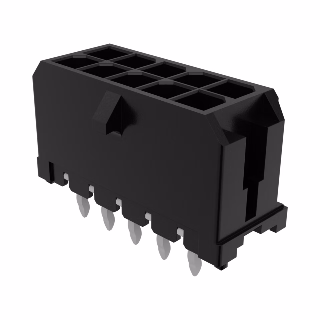 Micro-Fit 3.0 Vertical Header, 3.00mm Pitch, Dual Row, 10 Circuits, Kinked Tail, with PCB Polarizing Peg, 2.54µm Matte Tin Plating, Glow-Wire Capable, Black for sale