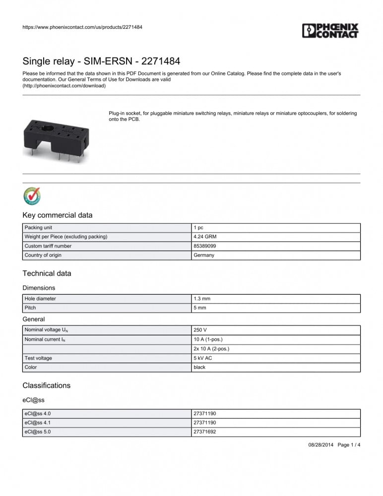 SIM-ERSN 2271484 product document page 1