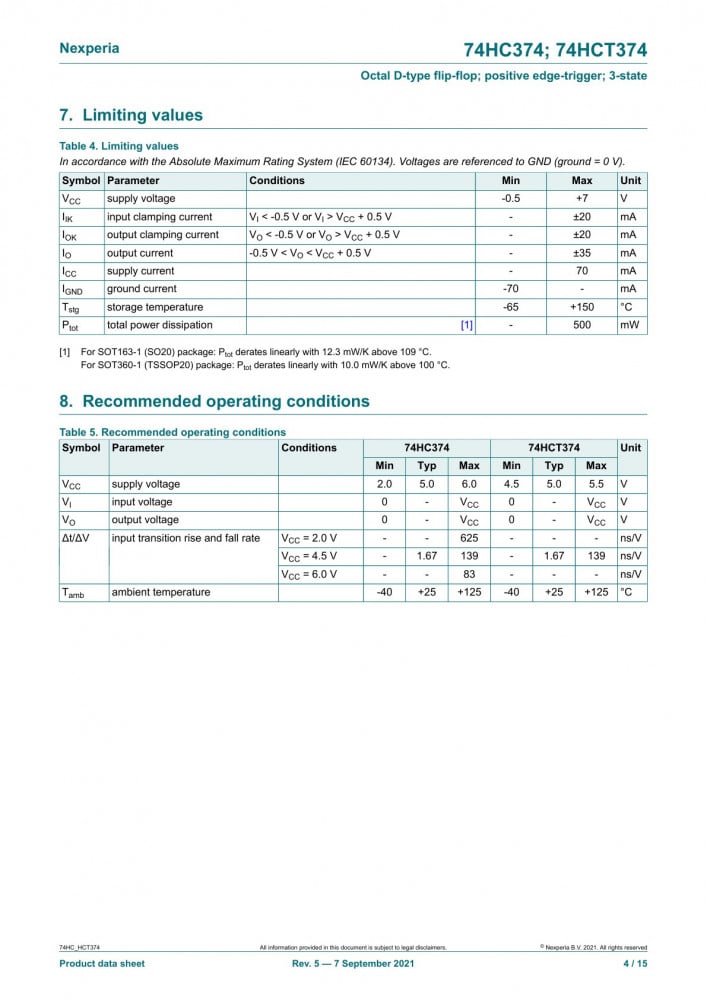 74HC374 datasheet page 4