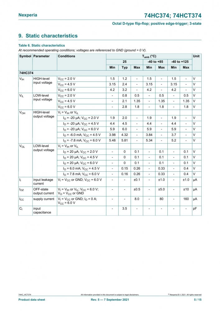 74HC374 datasheet page 5