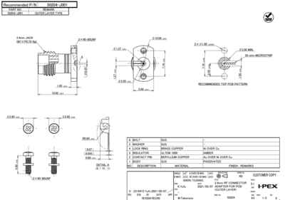 I-PEX 50201-0001 Coaxial Connector (RF) Assembly for sale