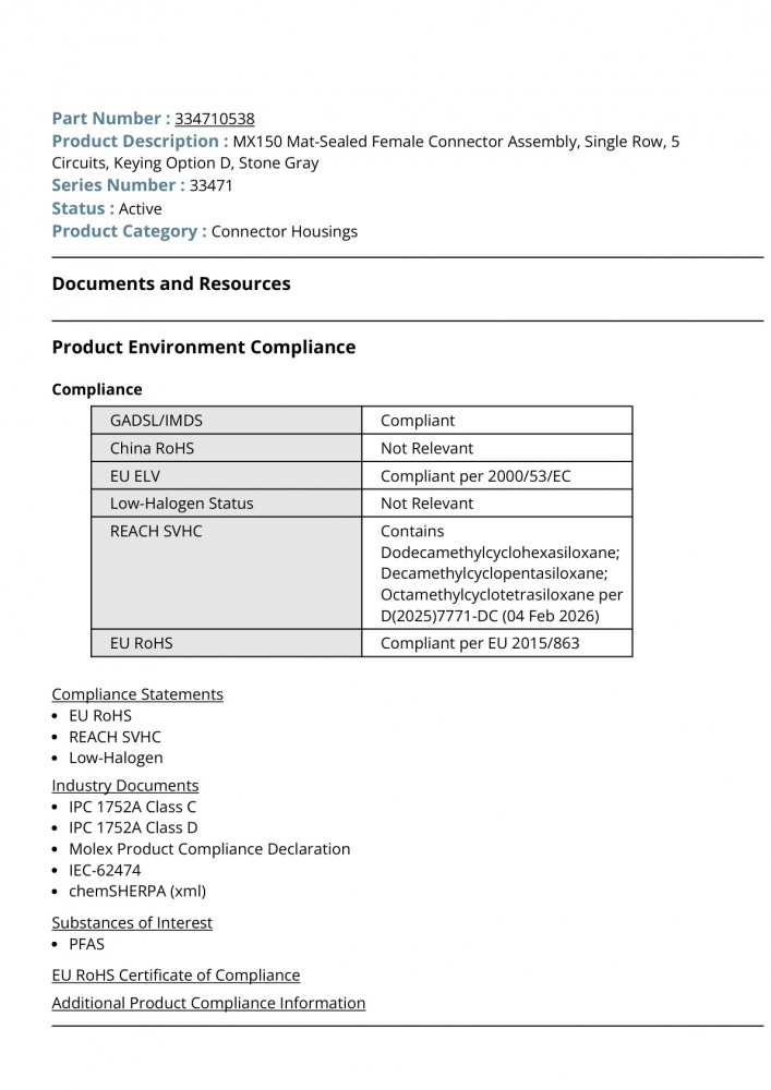MOLEX 334710538 product document image 1