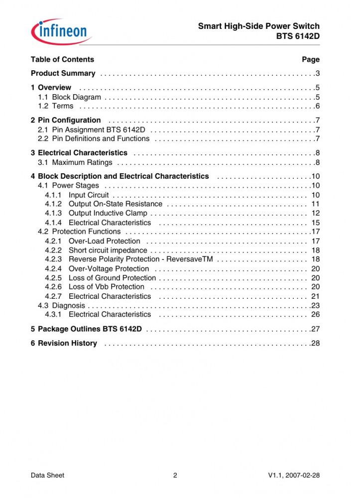 BTS6142D datasheet page 2
