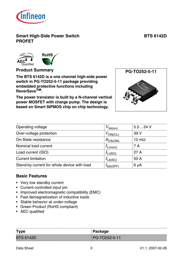 BTS6142D datasheet page 3