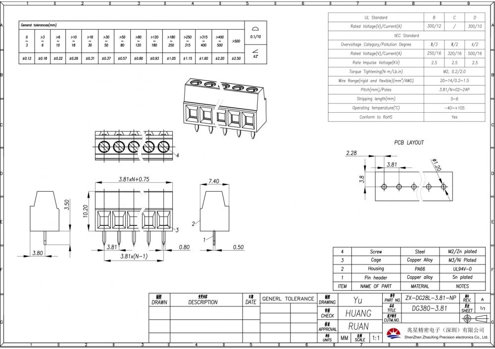 ZX-DG28L-3.81-3P technical drawing and specification page