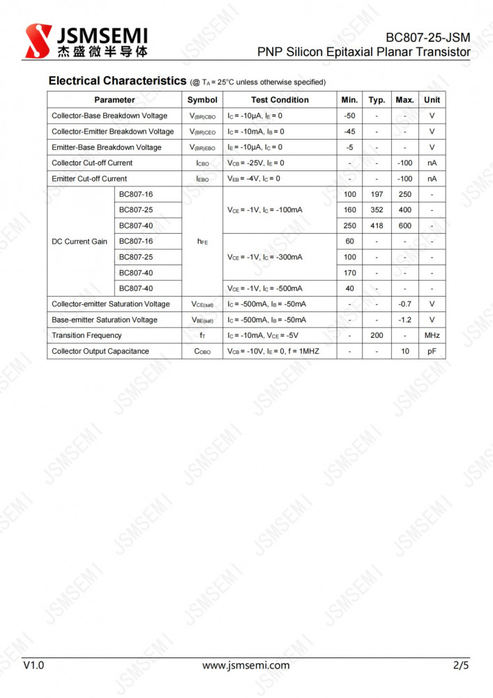 BC807-25-JSM datasheet page 2