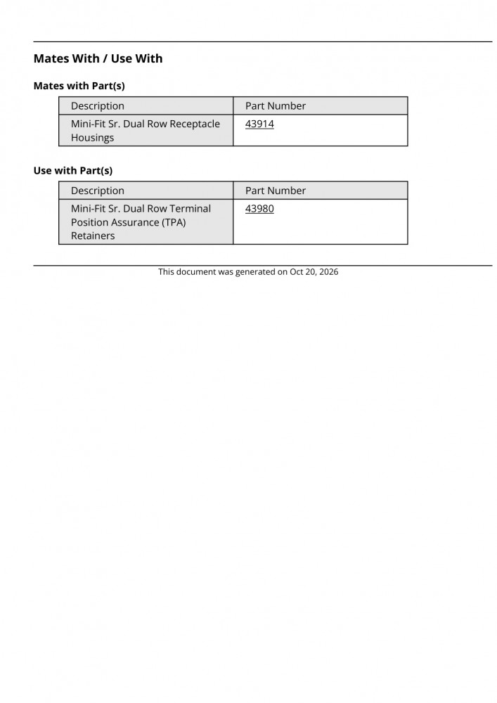 Technical document page 3 for MOLEX 439382205