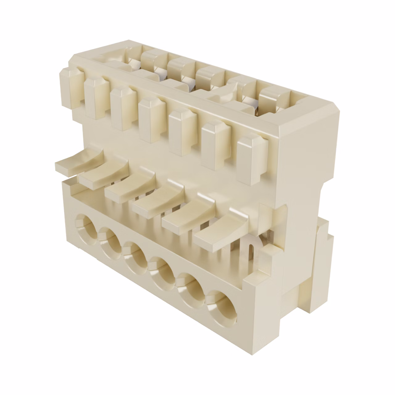 Appli-Mate RAST 2.5 Connector, 2.50mm Pitch, Female, 6 Circuits, Polarizing Rib Between 4/5, Closed Endwalls, Tin Plating for sale