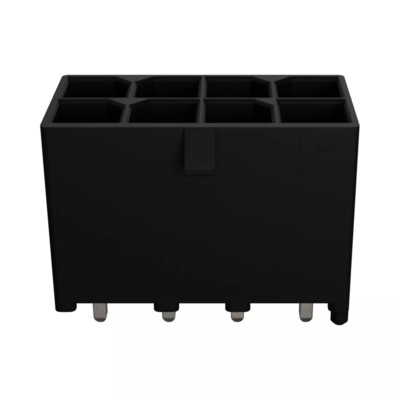 Mega-Fit Slim Vertical Header without Crush Pegs, 5.70mm Pitch, Through Hole, Dual Row, 8 Circuits, Matte Tin (Sn) Plating, 2.93mm Tail Length, Glow-Wire Capable, Tape and Reel, Black for sale