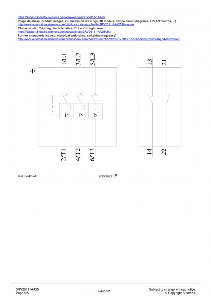 SIEMENS 3RV20111AA25 technical document page 5