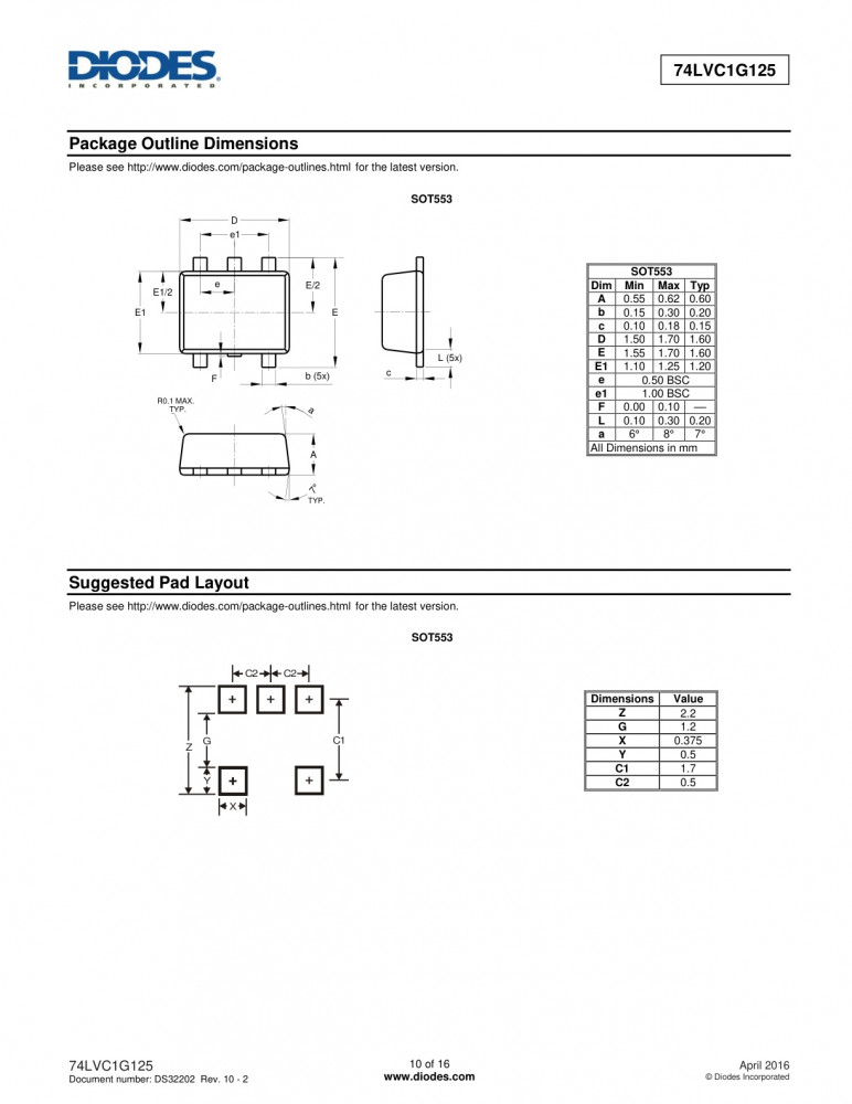 74LVC1G125Z-7 datasheet page 10