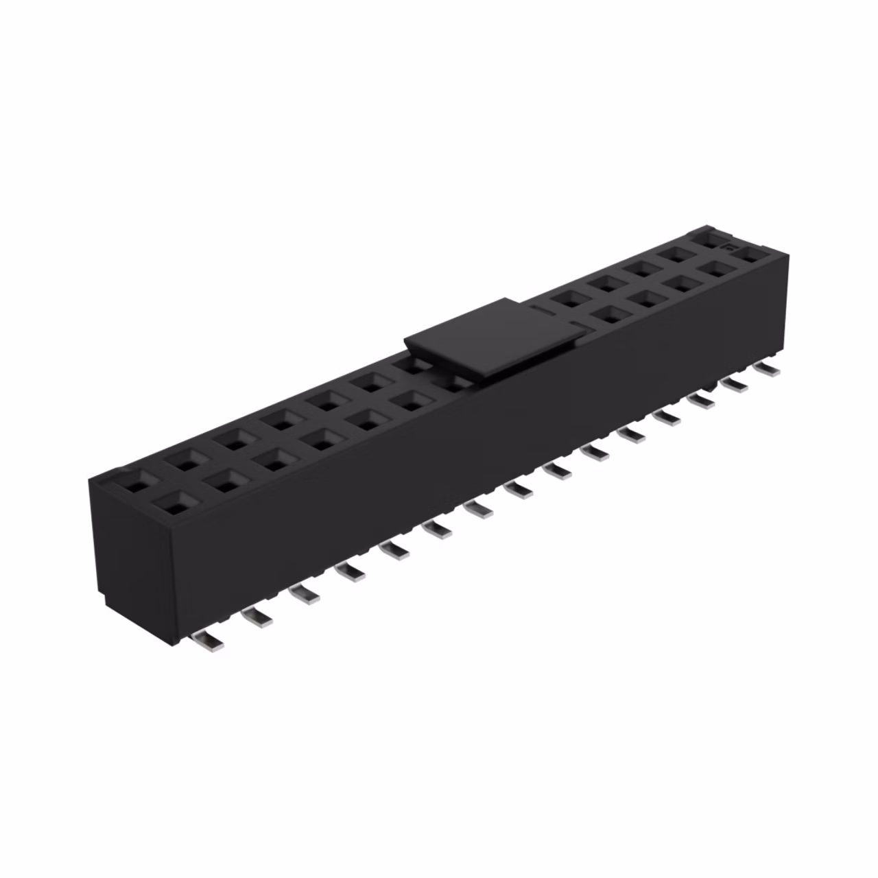 Milli-Grid Vertical Receptacle, 2.00mm Pitch, Dual Row, Surface Mount, Top/Bottom Entry, with Press-fit Plastic Pegs, Tube, 0.38µm Gold (Au) Plating, 18 Circuits, Lead-Free