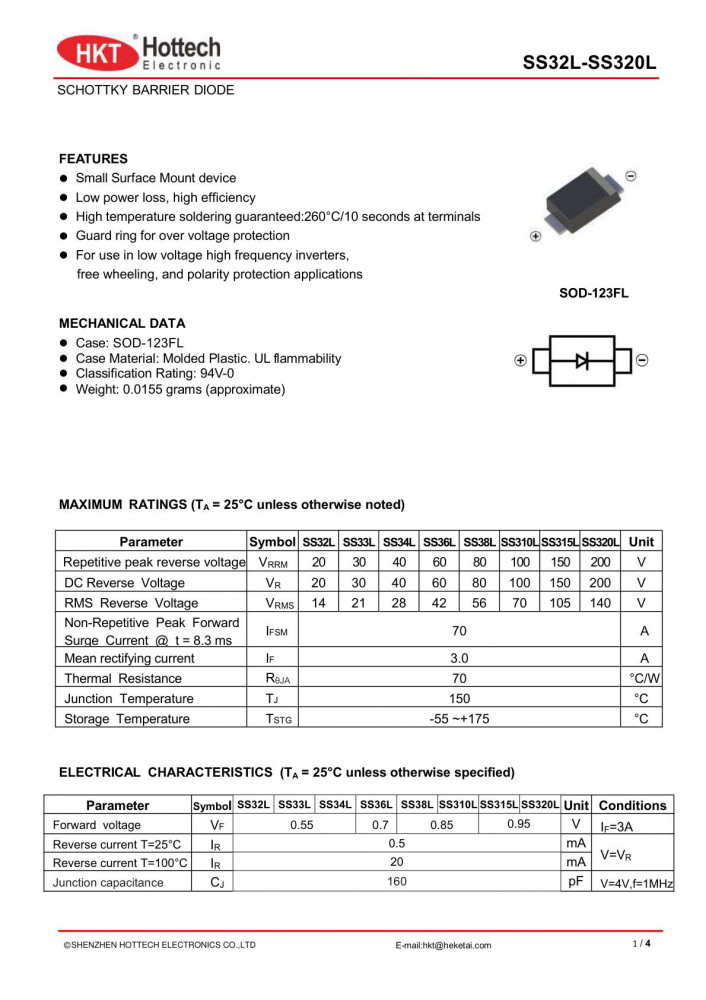 SS34L datasheet page 1