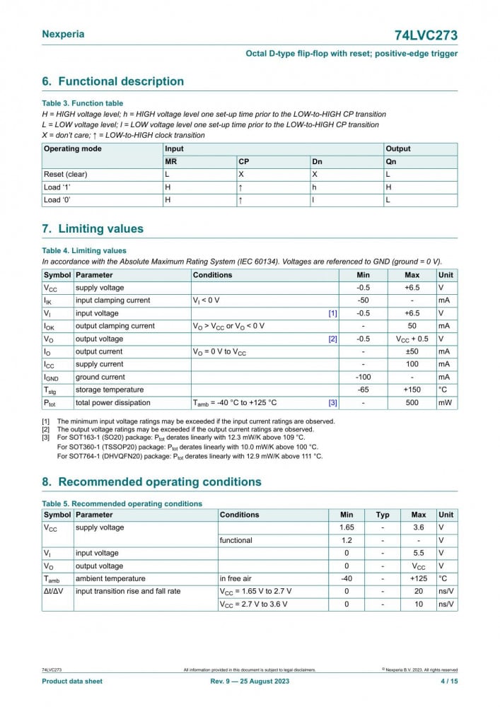 74LVC273 datasheet page 4