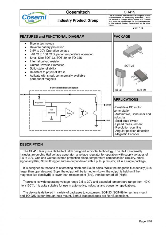 CH415TB datasheet page 1