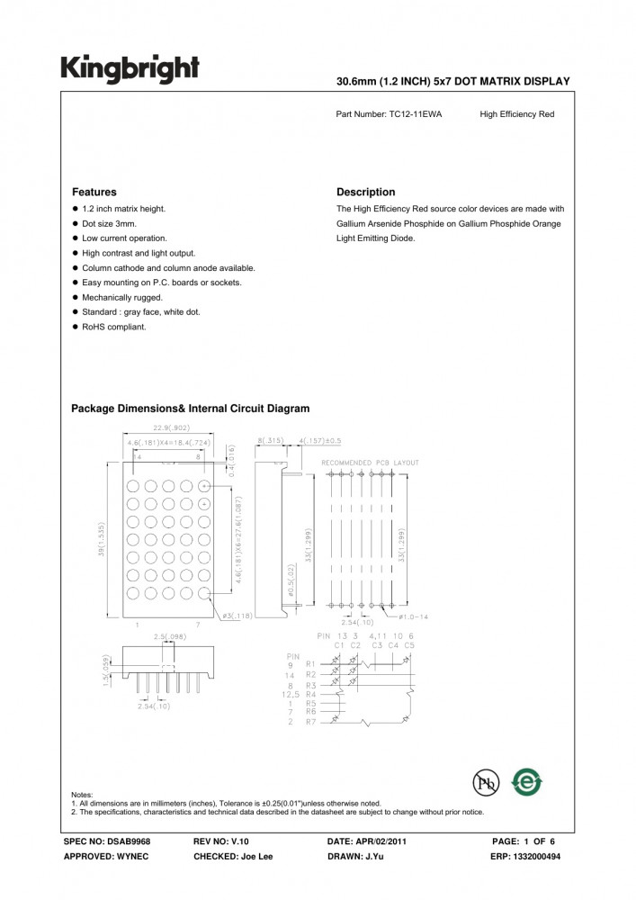 TC12-11EWA datasheet page 1