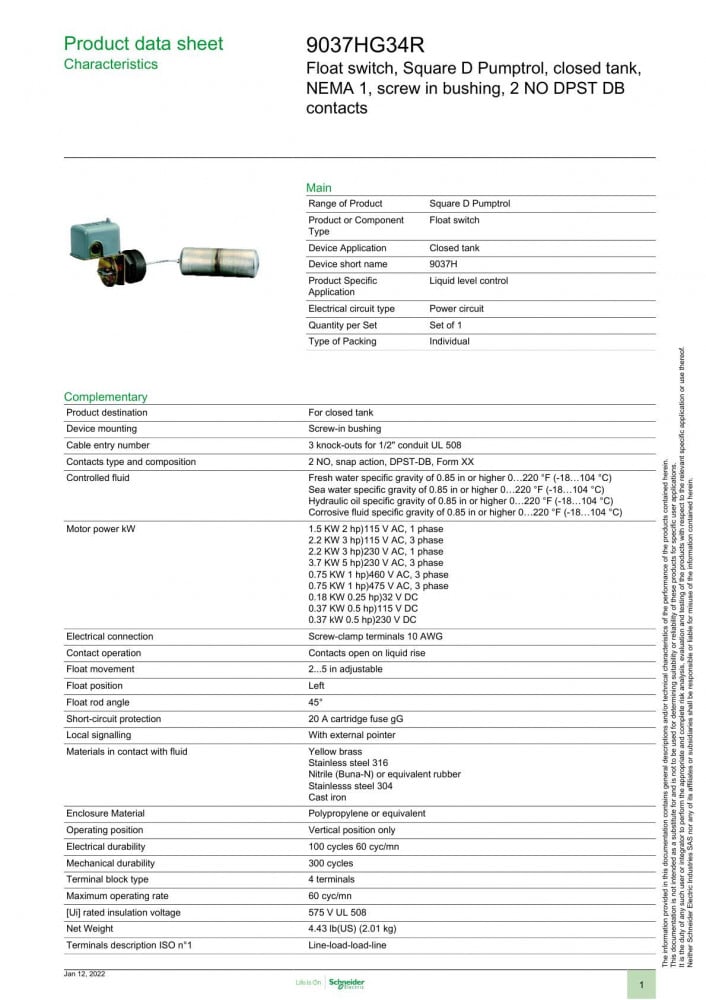9037HG34R technical document page 1