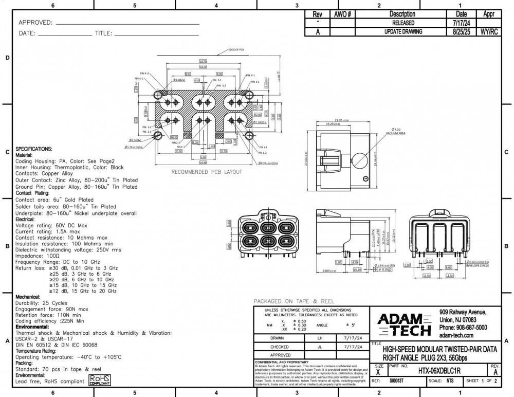 ADAM TECH HTX-06XDBLC1R technical drawing, sheet 1