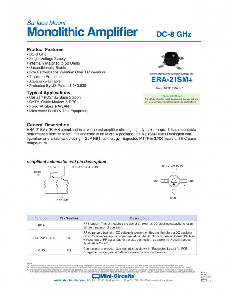 ERA-21SM+ datasheet page 1
