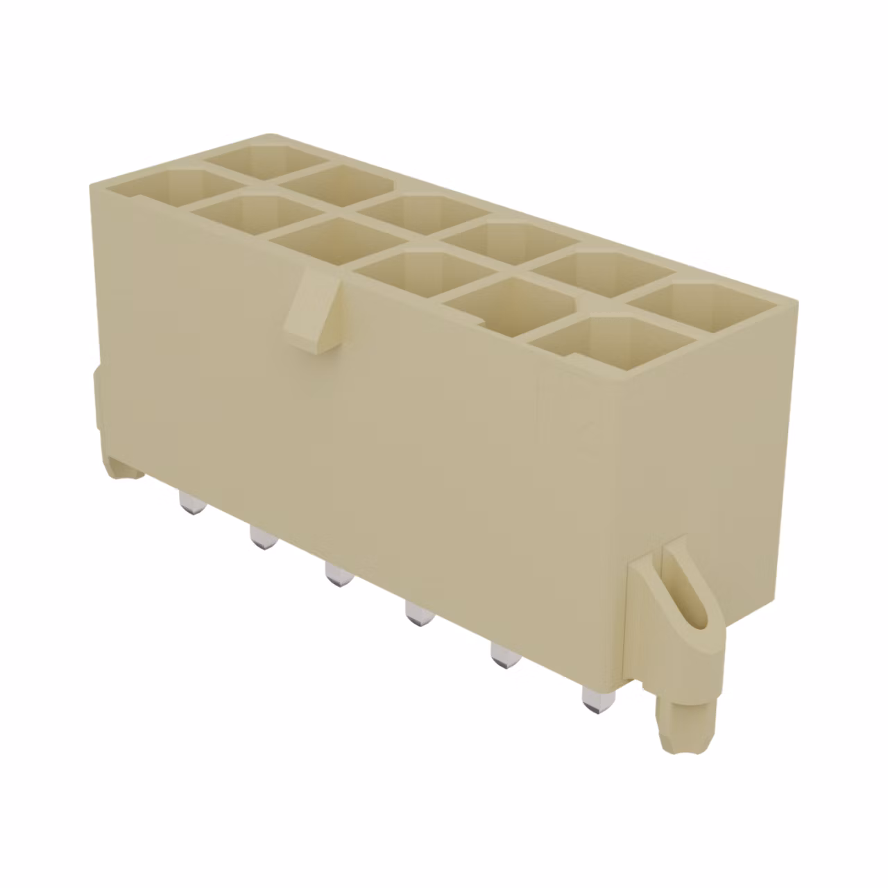 Mega-Fit ColorLock Vertical Header with Crush Pegs, 5.70mm Pitch, Through Hole, Dual Row, 12 Circuits, Matte Tin (Sn) Plating, 3.73mm Tail Length, Glow-Wire Capable, Tray, Natural for sale