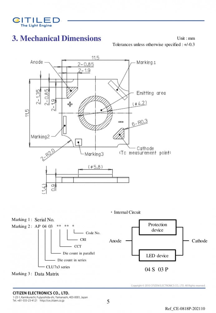 CITIZEN CLU7R3 datasheet page 5