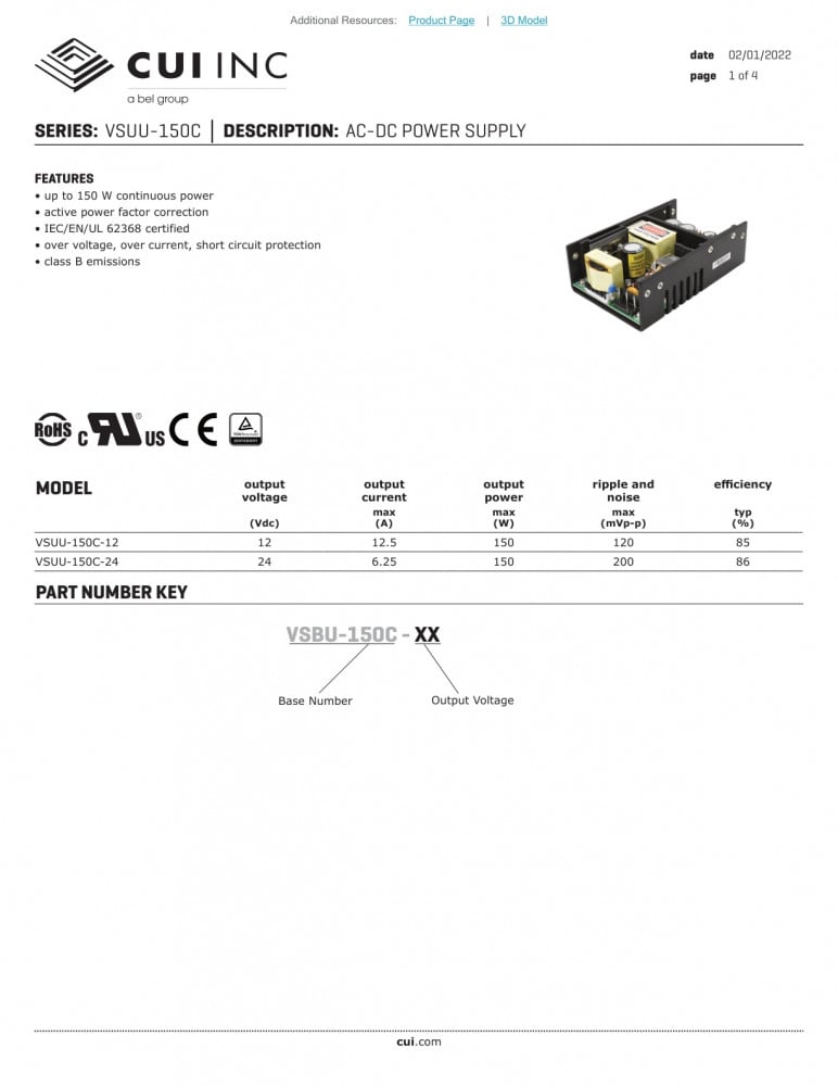 VSUU-150C-24 datasheet page 1